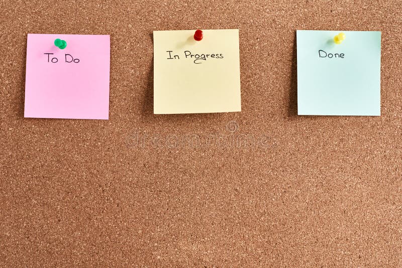 Sticky Notes Pinned on a Cork Board with Inscriptions To Do, in ...