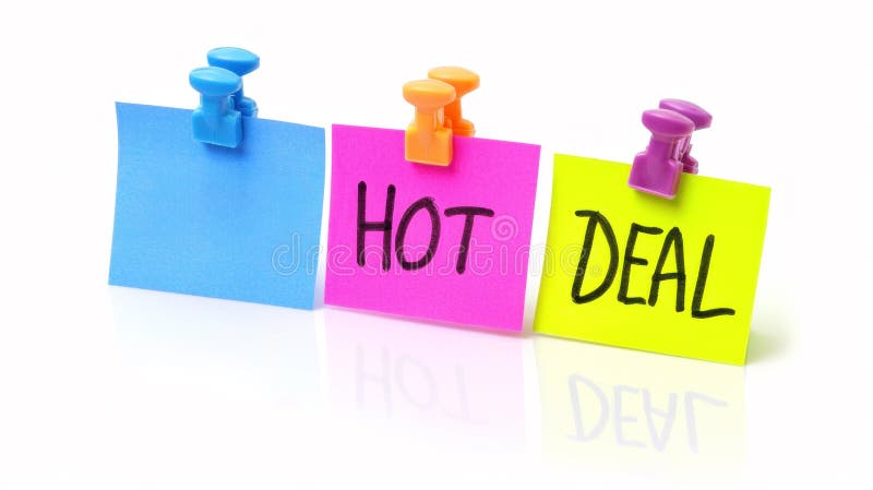 Three Sticky Notes with the Words Hot Deal Written on Them, AI Stock ...