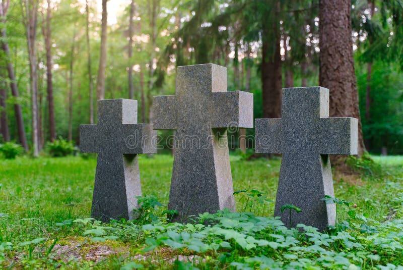 Three stone crosses stock image. Image of abandoned - 225008559