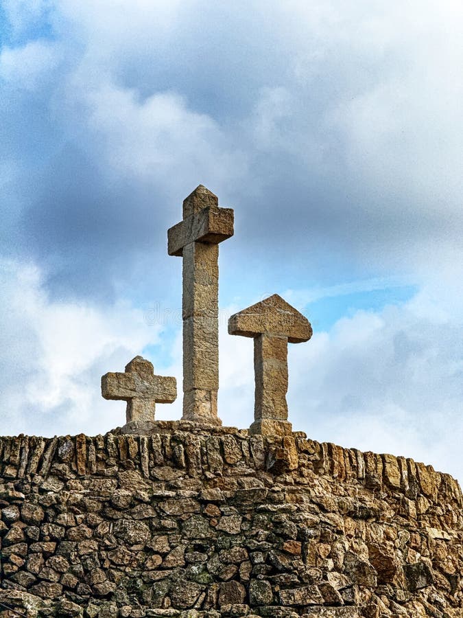 Three Crosses on a Hill stock image. Image of decoration - 385104895