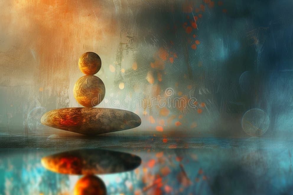 Three Stones Balancing on Edge with Vibrant Backdrop Stock Image ...
