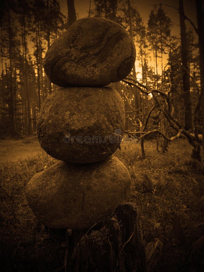 Three Stones Stacked in a Pyramid Stock Image - Image of heap, nature ...