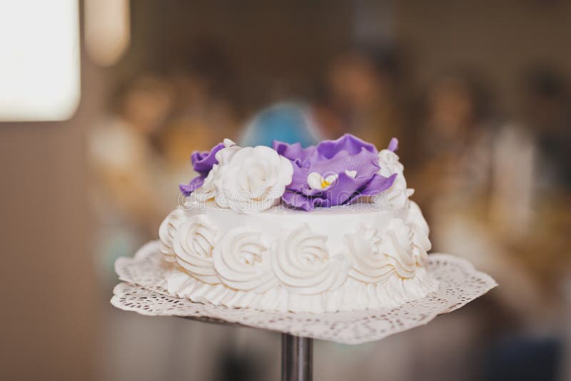 A Three-storey Cake on a Stand 7043. Stock Image - Image of marriage ...