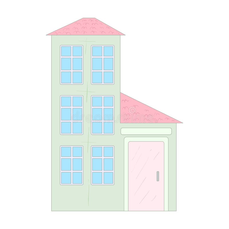 Three Storey House Icon, Cartoon Style Stock Illustration ...
