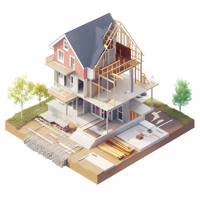 Construction Progress of a Modern House with Detailed Architectural ...