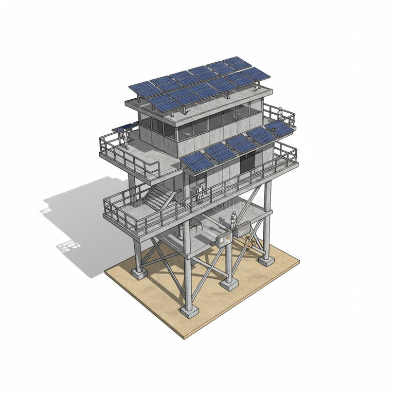 Three-story Structure Elevated on Sturdy Columns with Open Design ...