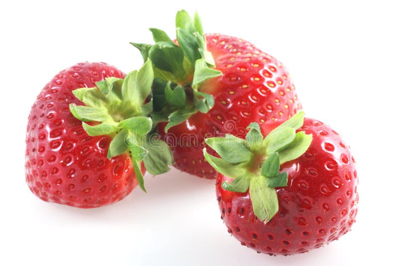 Three strawberries. stock photo. Image of ripe, berries - 6211200