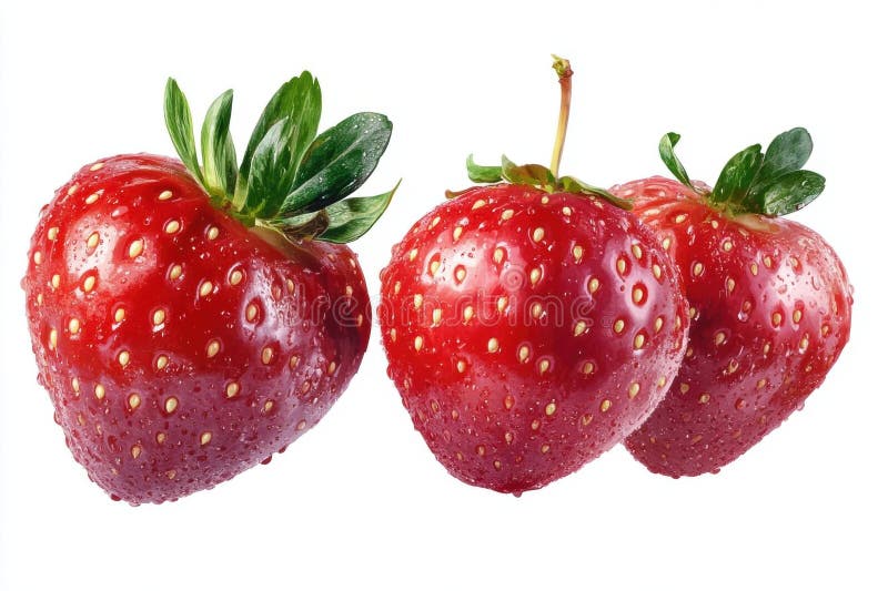 Three Strawberries with Dew Drops, a Close-Up Look at Summer S Bounty ...