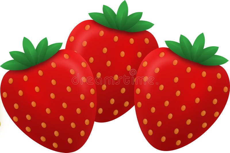 Three Strawberries stock illustration. Illustration of clipart - 75265347