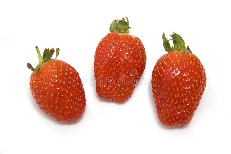 Three Strawberries on White Stock Photo - Image of fragaria, mouth: 1905942