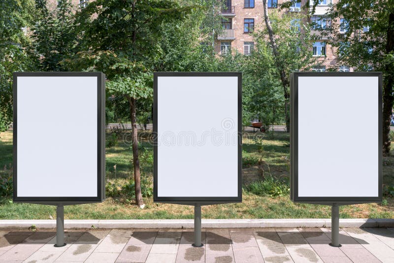 Three Street Poster Billboards Mock Up Stock Photo - Image of ...