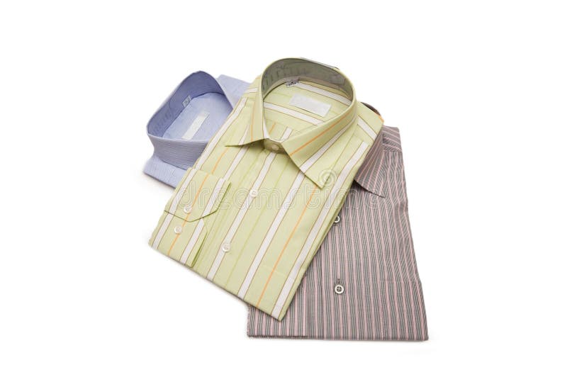 Three Striped Shirts Isolated Stock Photo - Image of packed, clothes ...