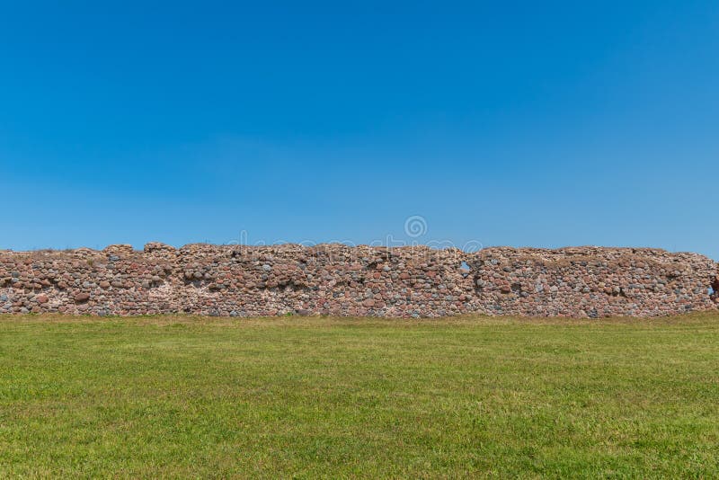Three Stripes - Green Grass, a Medieval Castle Wall Made of Stones and ...