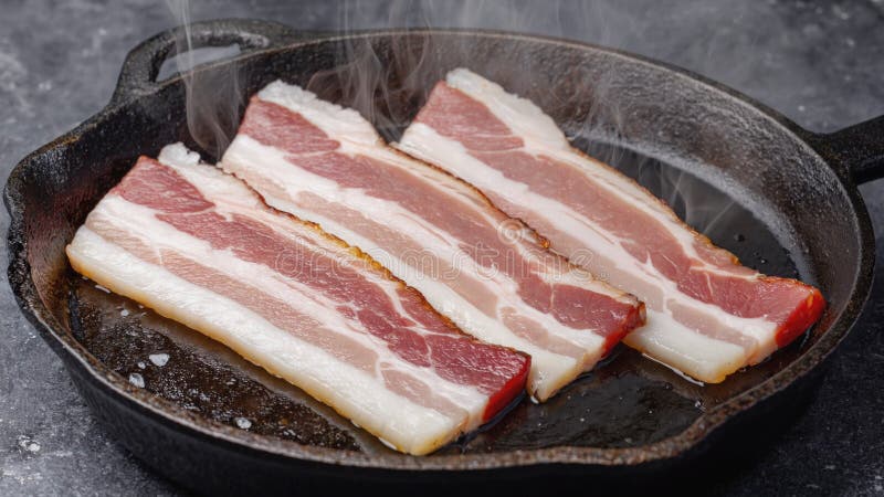 Three Strips Bacon Cooking Pan Stock Photos - Free & Royalty-Free Stock ...
