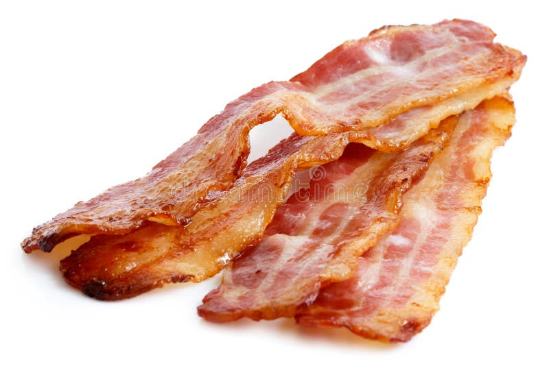 Three Strips of Fried Crispy Bacon. Stock Photo - Image of fresh ...