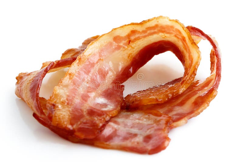Three Strips of Fried Crispy Bacon. Stock Photo - Image of thin, belly ...