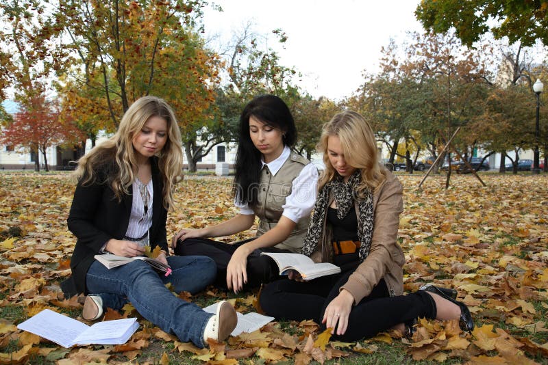 Three students stock image. Image of dialogue, classmates - 7456981