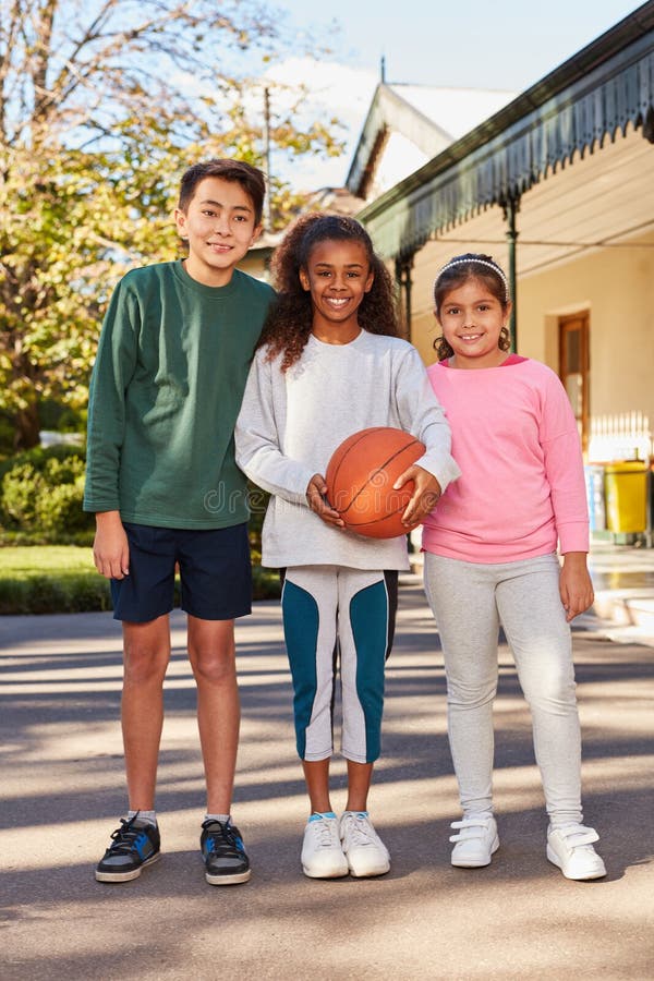 Three Students As a Team in Basketball Stock Image - Image of pupil ...