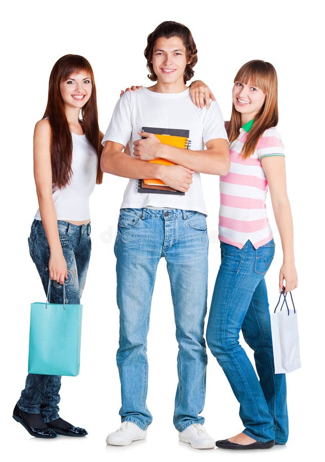 Three students stock image. Image of group, people, cheerful - 38760161