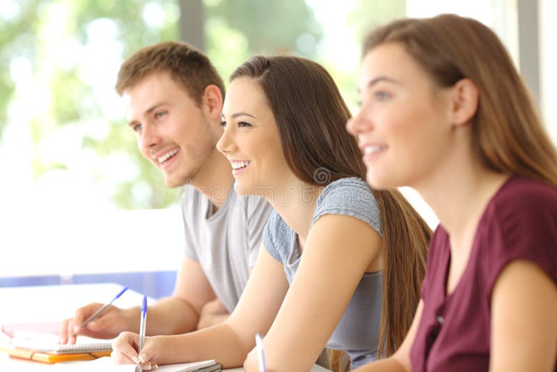 Three Students Studying and Learning in a Train Station Stock Image ...