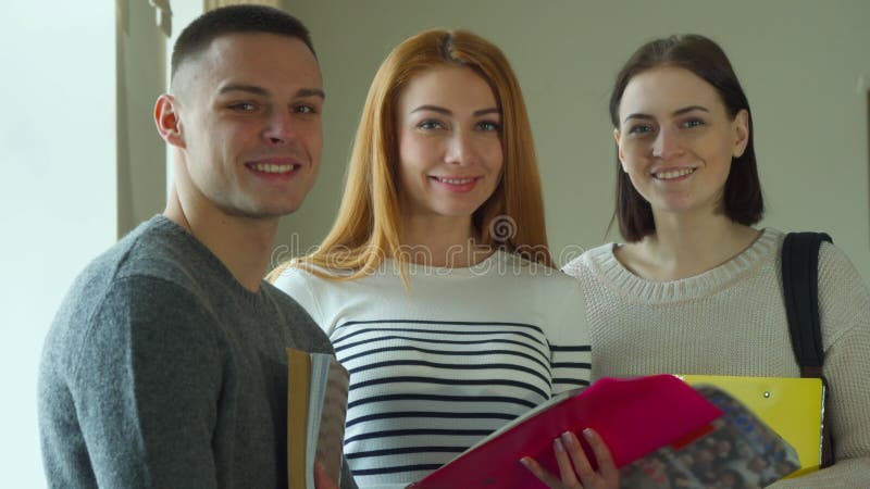 Three Students Pose at the College Stock Video - Video of graduate ...