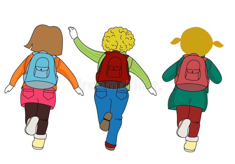 Three students running stock vector. Illustration of smile - 47318634