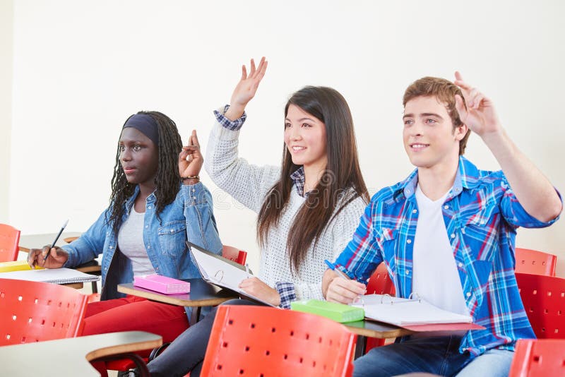 Students Raise Hands in Class Stock Image - Image of hand, studies ...