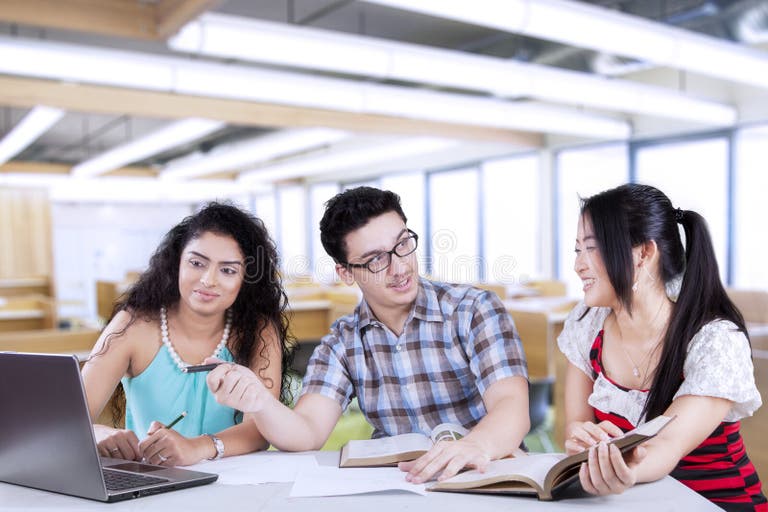 Three Students Talking in the Class Stock Photo - Image of caucasian ...