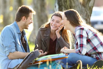 Three Students Talking after Classes Outside Stock Photo - Image of ...