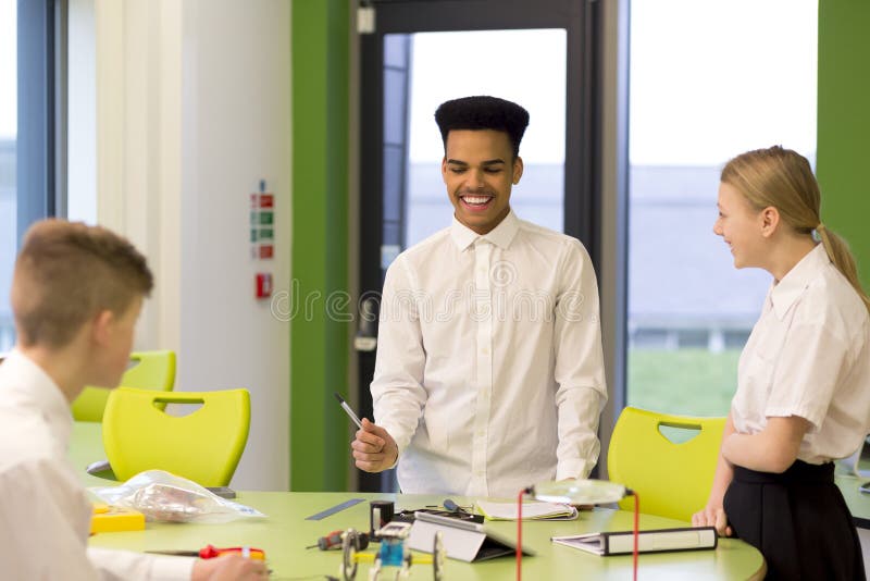 Three Students in Tech Class Stock Image - Image of equipment ...