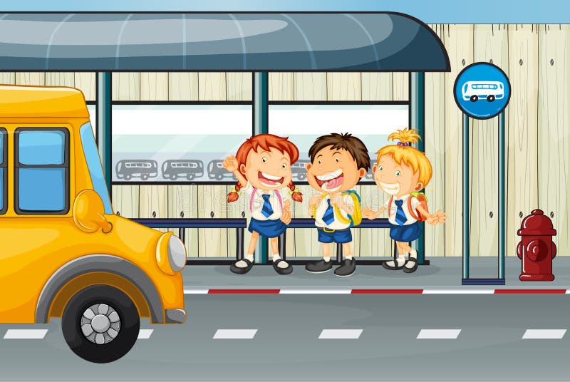 Bus Stand Drawing For Kids