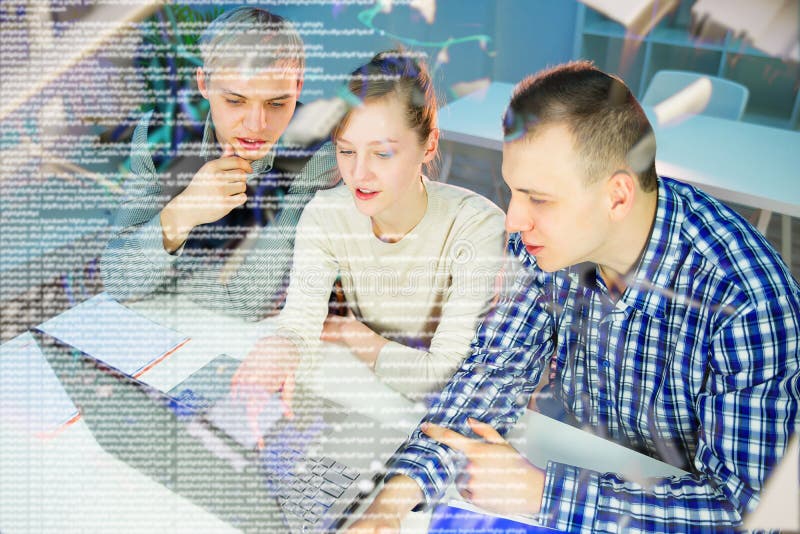 Three Students Work Together Stock Image - Image of occupation, people ...