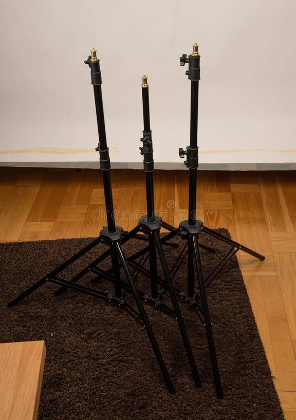Three Studio Flash Stands on a Carpet.. Stock Photo - Image of single ...
