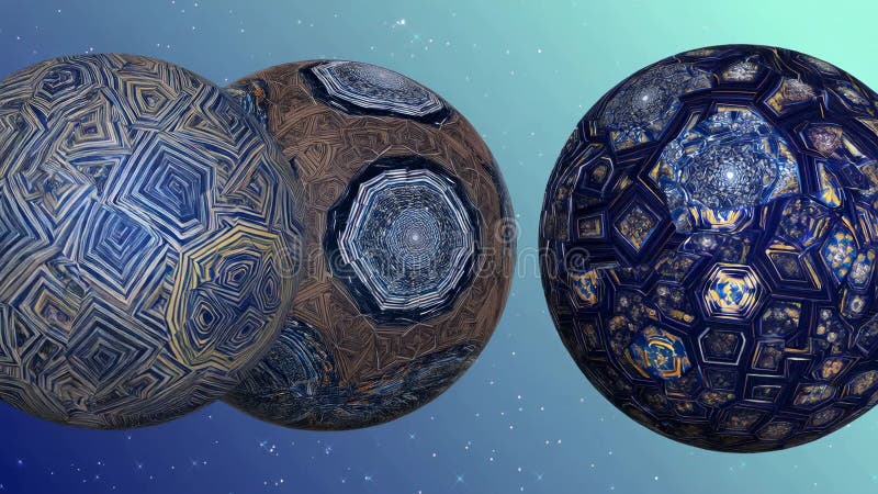 Three Abstract Spheres, Blue and Brown, Unique Designs Stock Footage ...