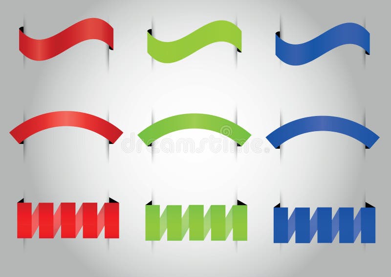 Three Style Ribbon Set stock illustration. Illustration of design ...