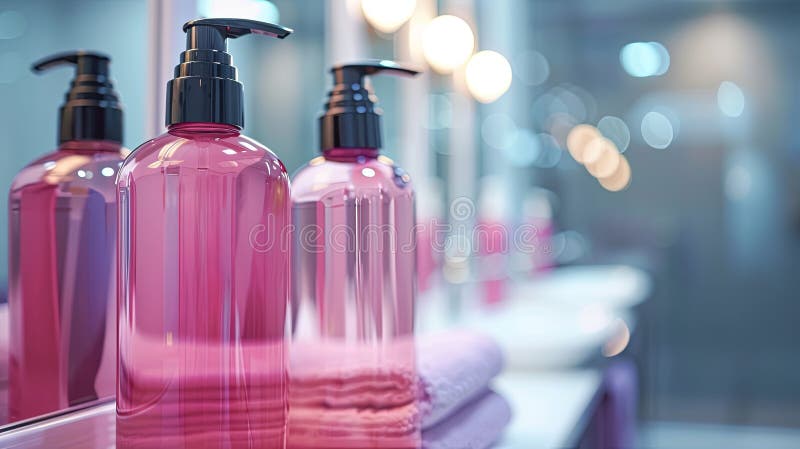 Three Stylish Bottles of Shampoo and Conditioner on a Countertop in a ...