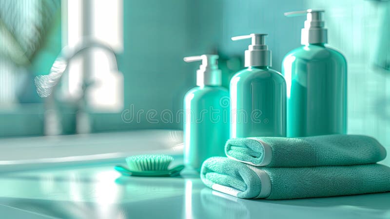 Three Stylish Bottles of Shampoo and Conditioner Sit on a Bathroom ...