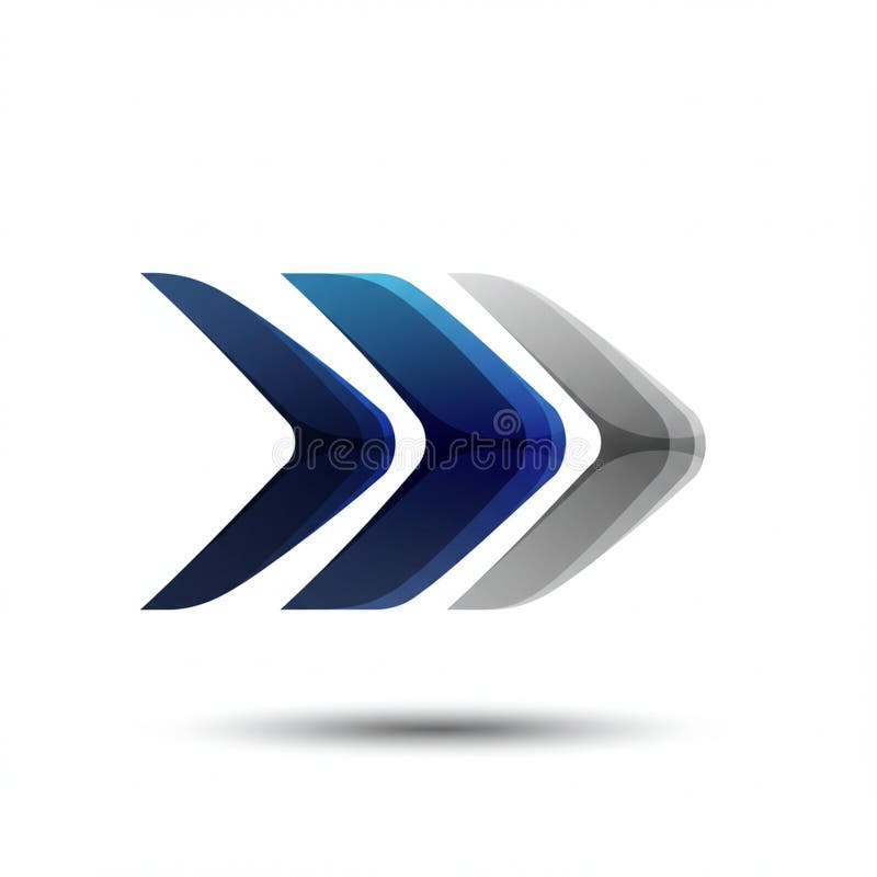 Three Stylized Arrow Shapes, Each with a Gradient from Dark Blue To ...