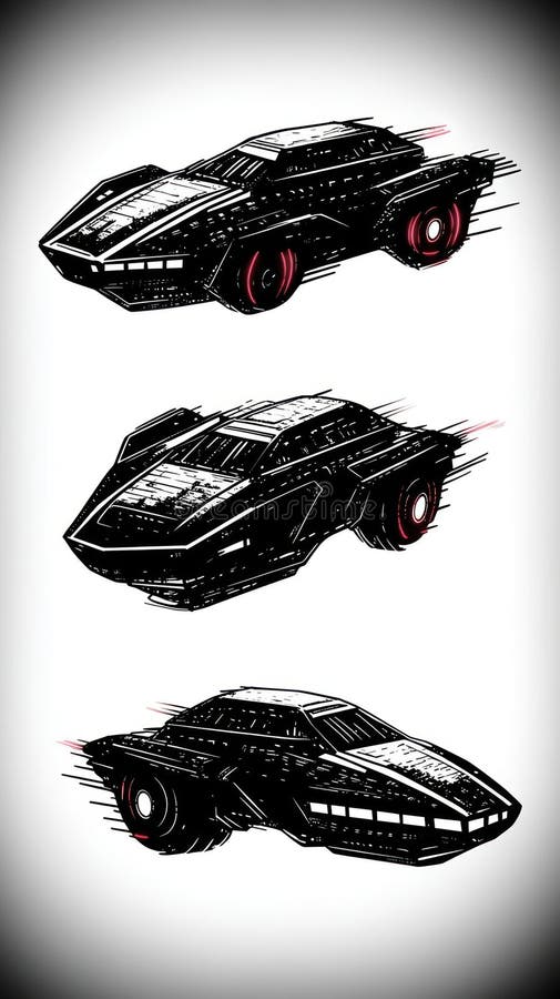 Three Stylized Concept Vehicles with Sleek Designs and Dynamic Motion ...