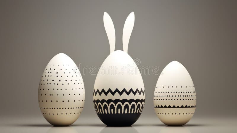 Three Stylized Easter Eggs with Patterns and Bunny Ears Stock Image ...