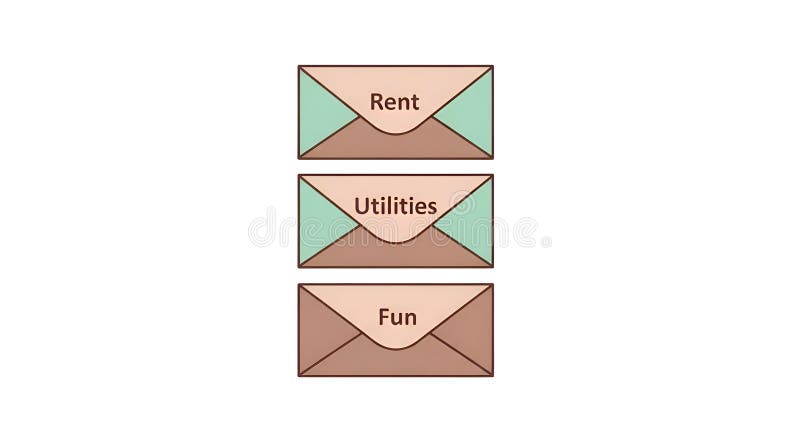 Stacked Envelopes Labeled Rent, Utilities, and Fun, Illustrating ...