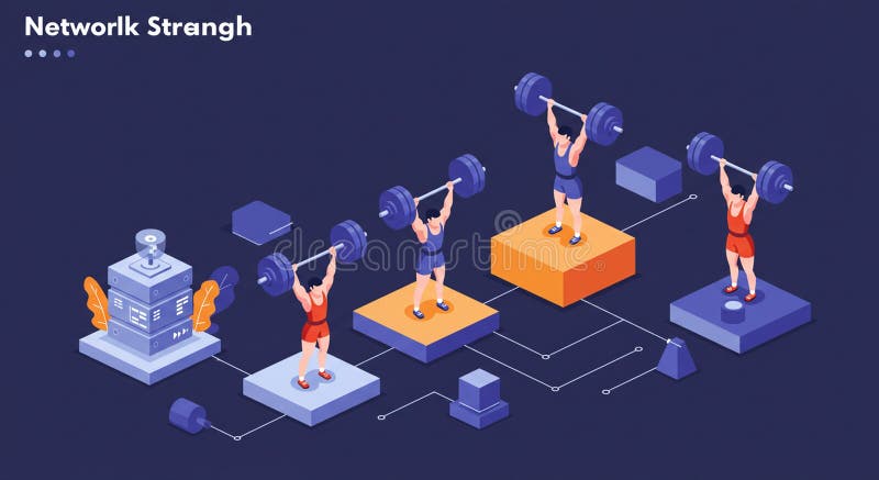 Three Stylized Figures Performing Weightlifting Exercises are Depicted ...