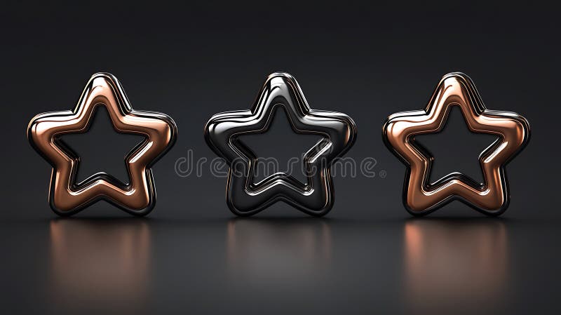 Three Dimensional Metallic Stars Rating Review System Stock Image ...