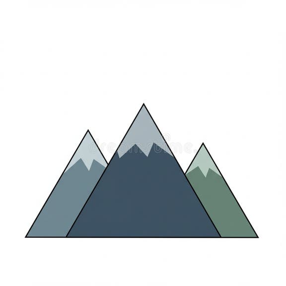 Three Stylized Mountain Peaks Presented in a Triangular Geometric ...