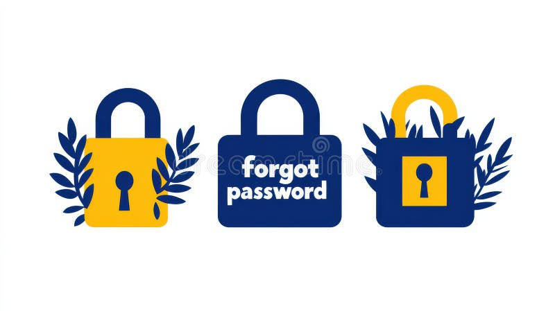 Three Stylized Padlocks with Foliage and a Forgot Password Message in ...