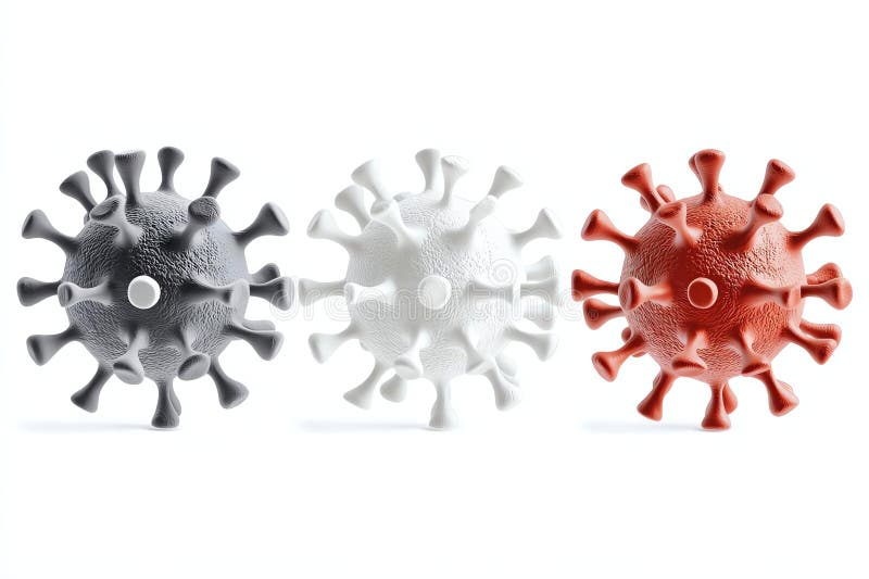 Three Stylized Representations of a Virus in Different Colors ...