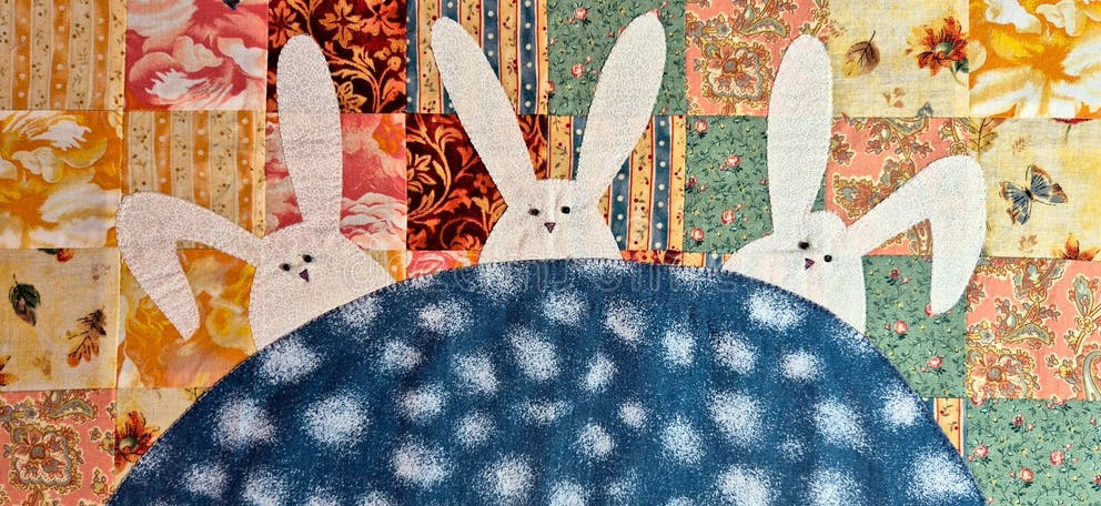 Three Stylized White Rabbits Over a Big Easter Egg. Stock Photo - Image ...