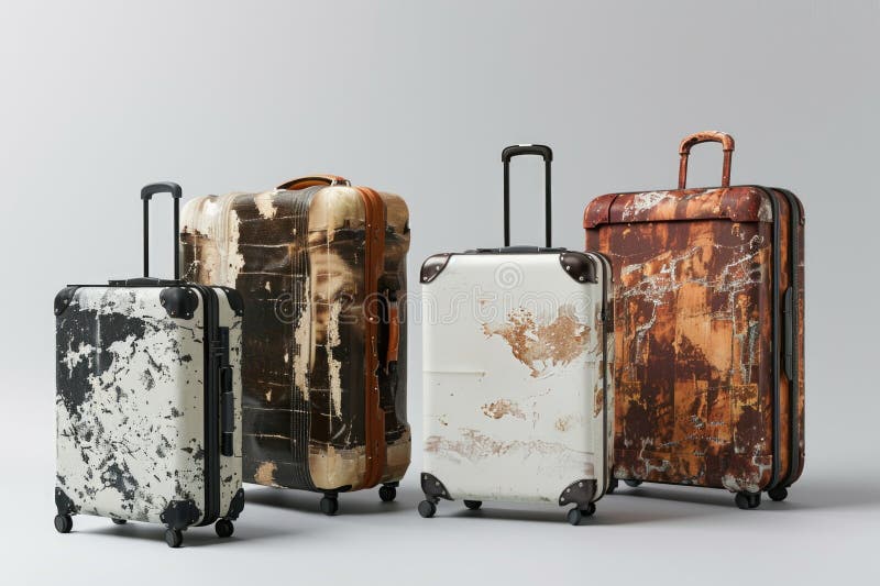 Three Suitcases Piled Up on Top of Each Other Stock Image - Image of ...