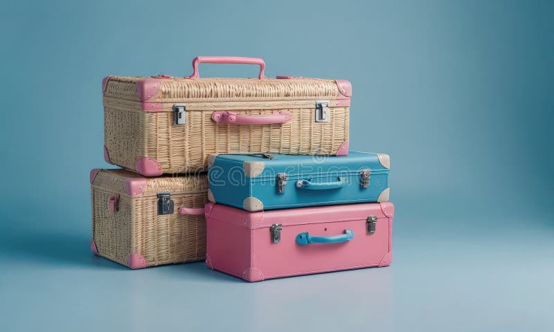 Three Suitcases are Stacked on Top of Each Other, with the Pink One in ...
