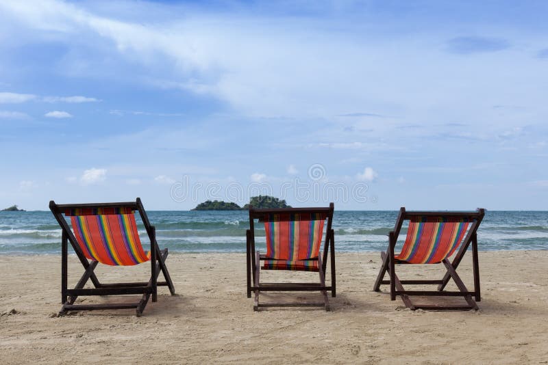 Three Sun Chairs on the Beach Stock Photo - Image of relax, beautiful ...
